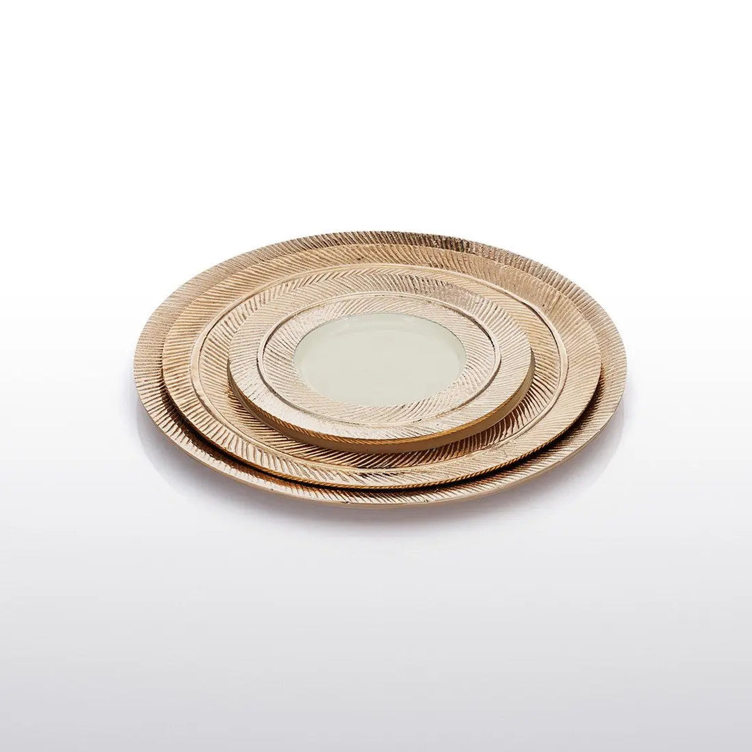 Feather Plates Gold/Oyster – Nima Oberoi Lunares